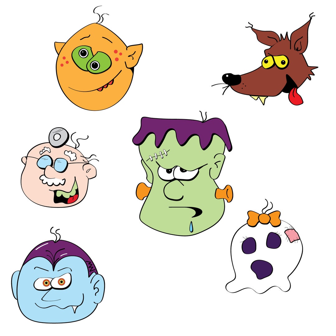 Funny Monster Face SVG Collection for Halloween Greeting Cards, T ...