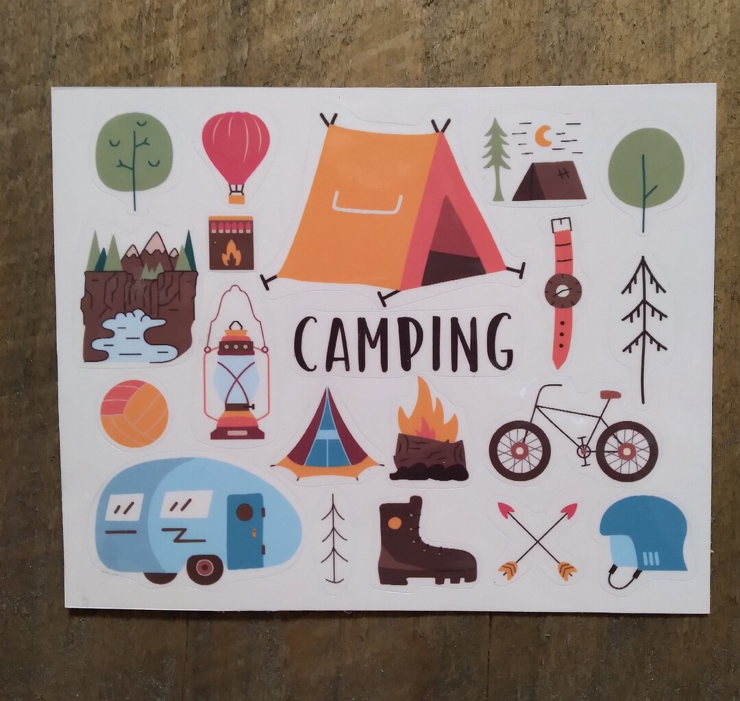 Camping Sticker Sheet - Etsy