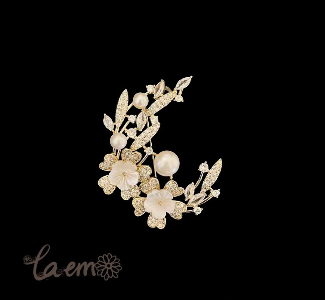 Authentic Pearl Brooch /freshwater Pearl Brooch /zirconia Brooch / Gift ...