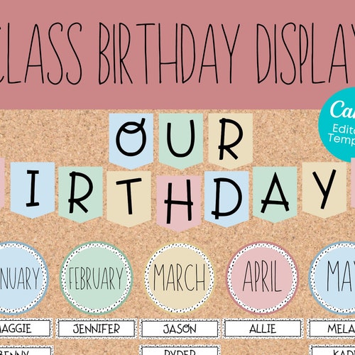 EDITABLE Classroom Birthday Display Modern Colorful - Etsy
