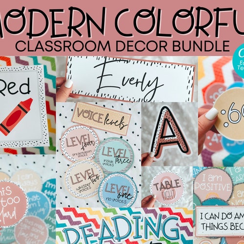 PRINTABLE Modern Colorful Bulletin Board Borders Printable - Etsy
