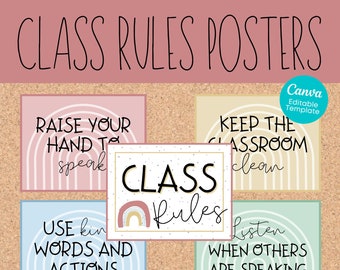 EDITABLE Classroom Rules Posters | Printable Bulletin Board Posters ...