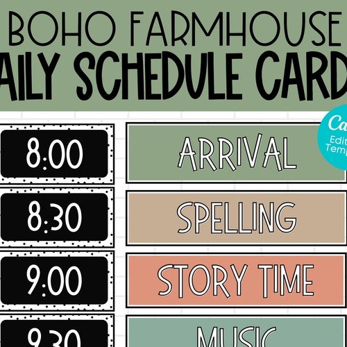 EDITABLE Daily Schedule Cards Modern Colorful Bulletin - Etsy