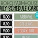 EDITABLE Daily Schedule Cards Boho Farmhouse Bulletin - Etsy