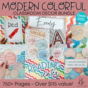 Modern Colorful Classroom Decor Bundle | Printable Classroom Posters ...