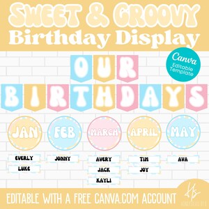 EDITABLE Classroom Birthday Display | Sweet & Groovy | Birthdays ...