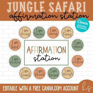 EDITABLE Affirmation Station Posters | Jungle Safari | Bulletin Board ...