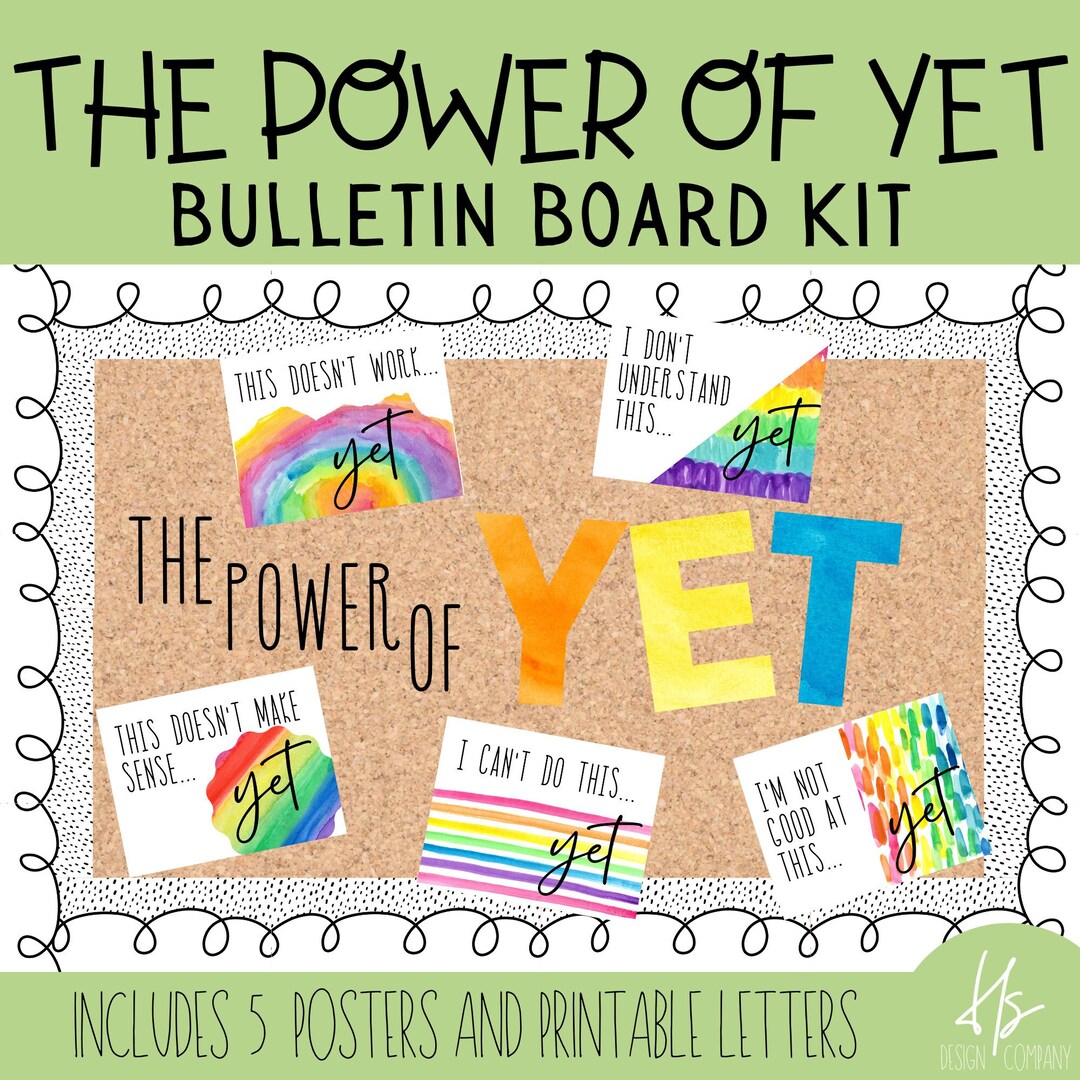 PRINTABLE the Power of YET Bulletin Board Pack | Watercolor Rainbow ...