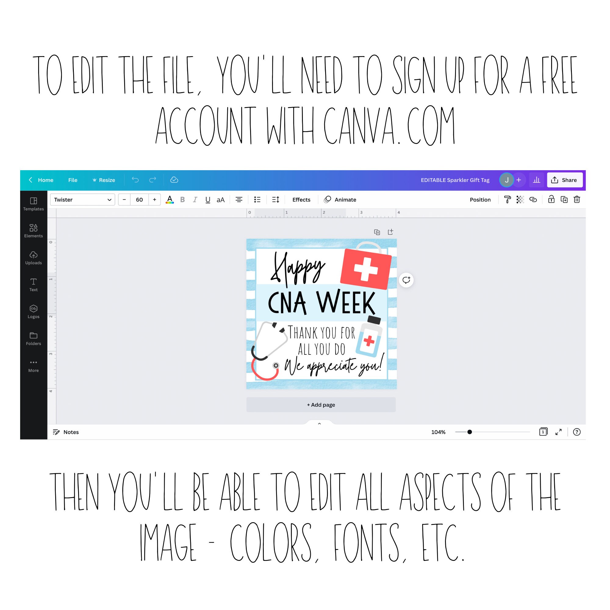 PRINTABLE Happy CNA Appreciation Week Gift Tag Nurse's - Etsy