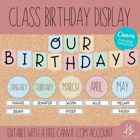 EDITABLE Classroom Birthday Display Modern Colorful - Etsy UK