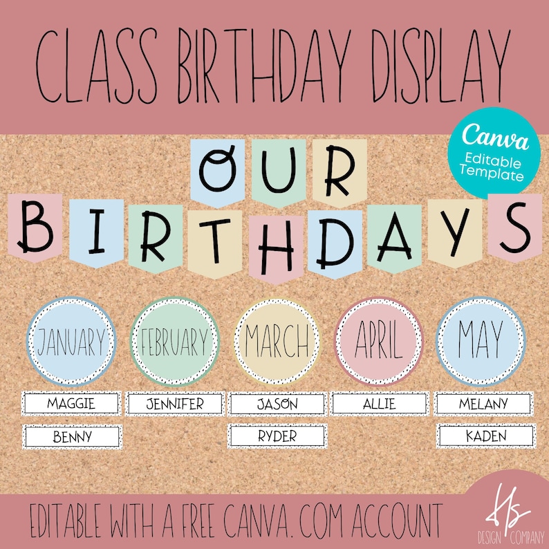 EDITABLE Classroom Birthday Display Modern Colorful - Etsy