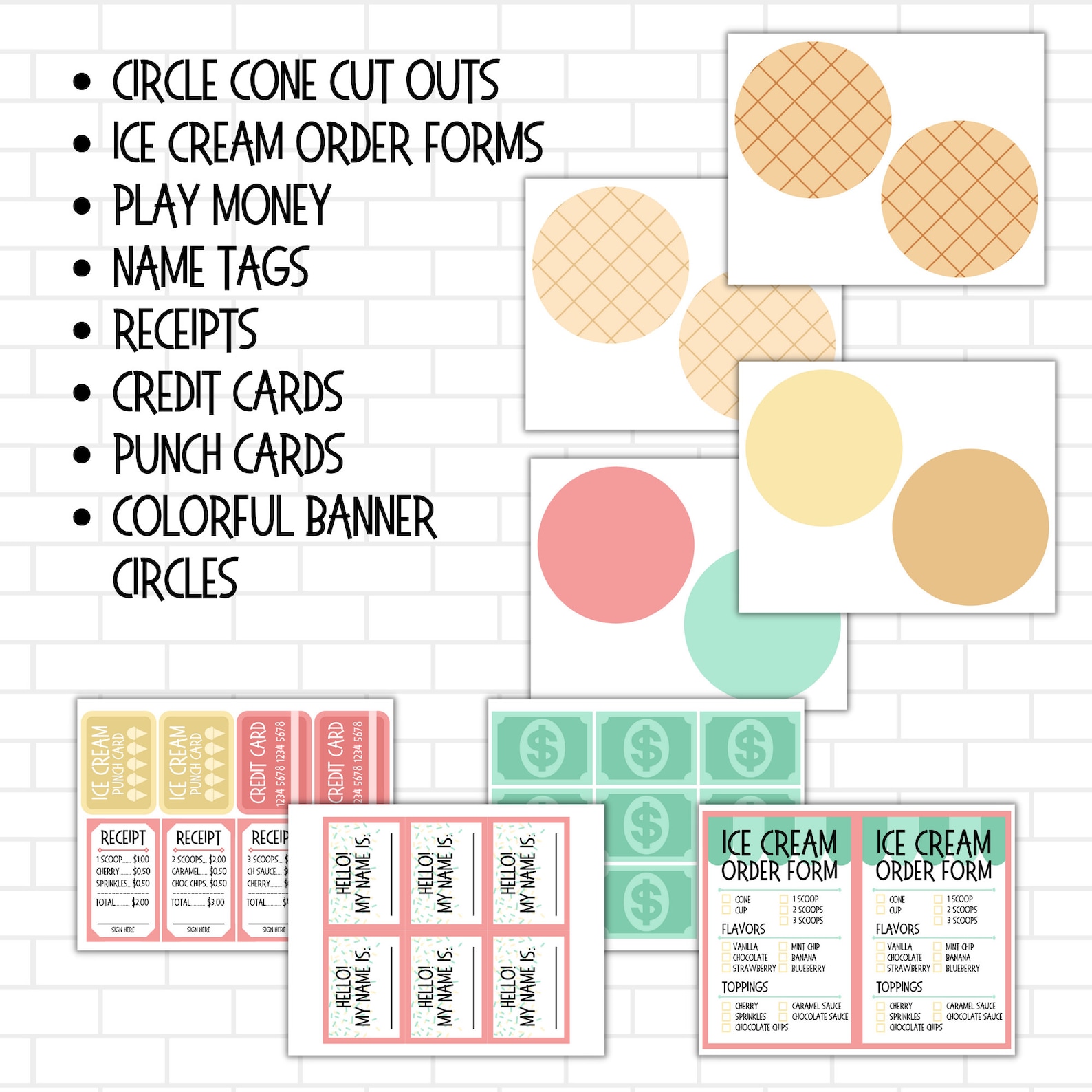 PRINTABLE Ice Cream Shop Dramatic Play Kit Summer Activity - Etsy