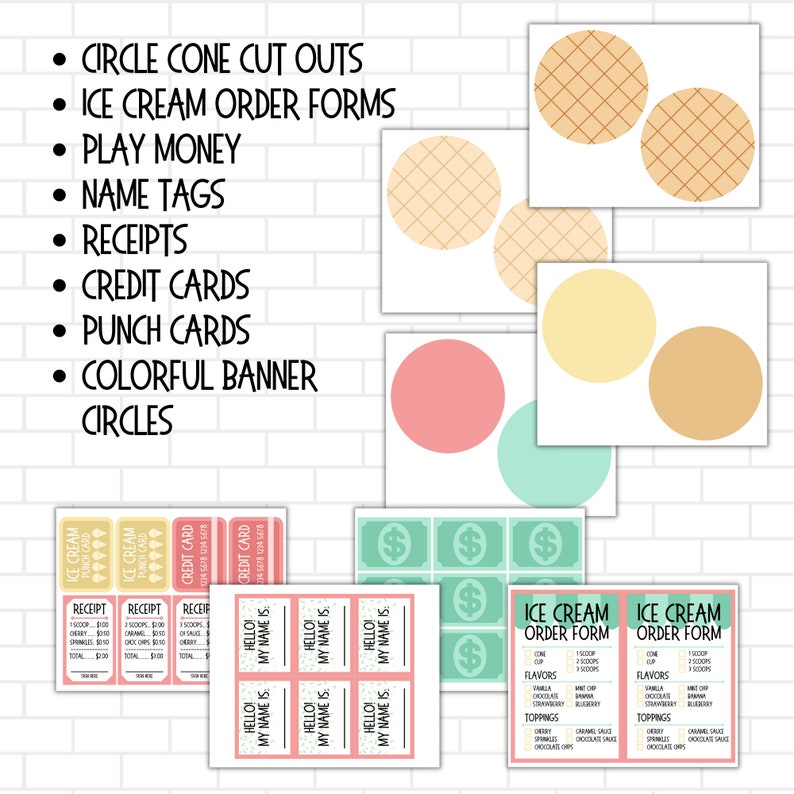 PRINTABLE Ice Cream Shop Dramatic Play Kit Summer Activity - Etsy