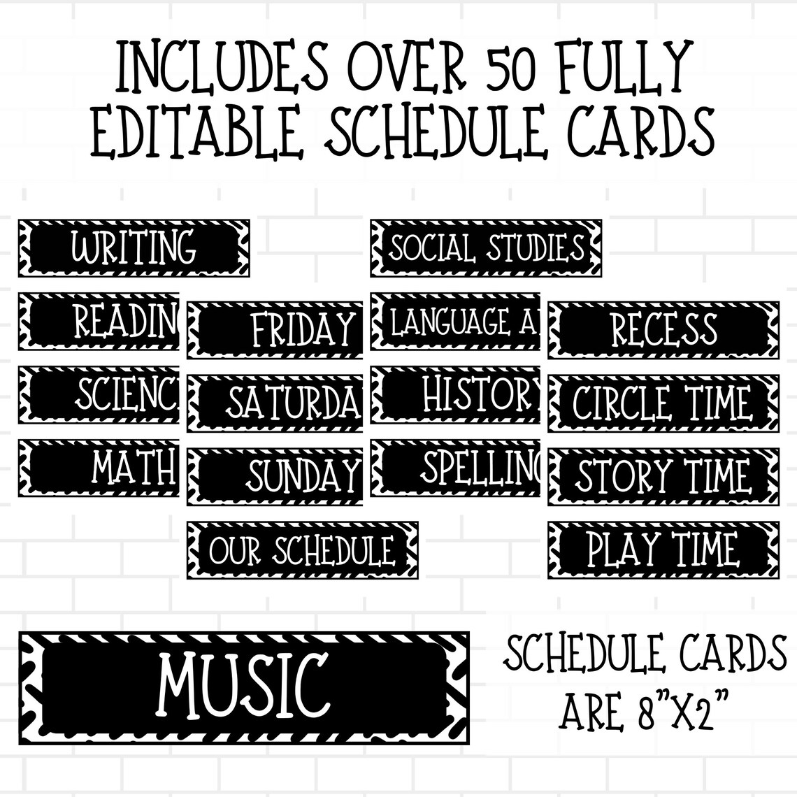 EDITABLE Daily Schedule Cards | Modern Tropical | Bulletin Board ...