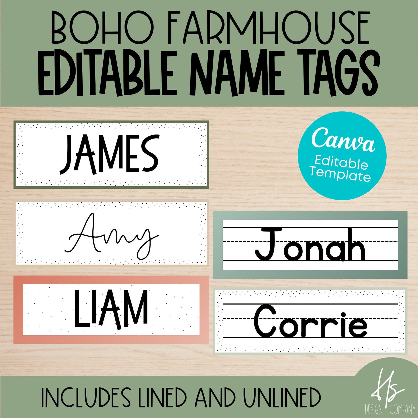 EDITABLE Boho Farmhouse Name Tags Printable Classroom Name - Etsy