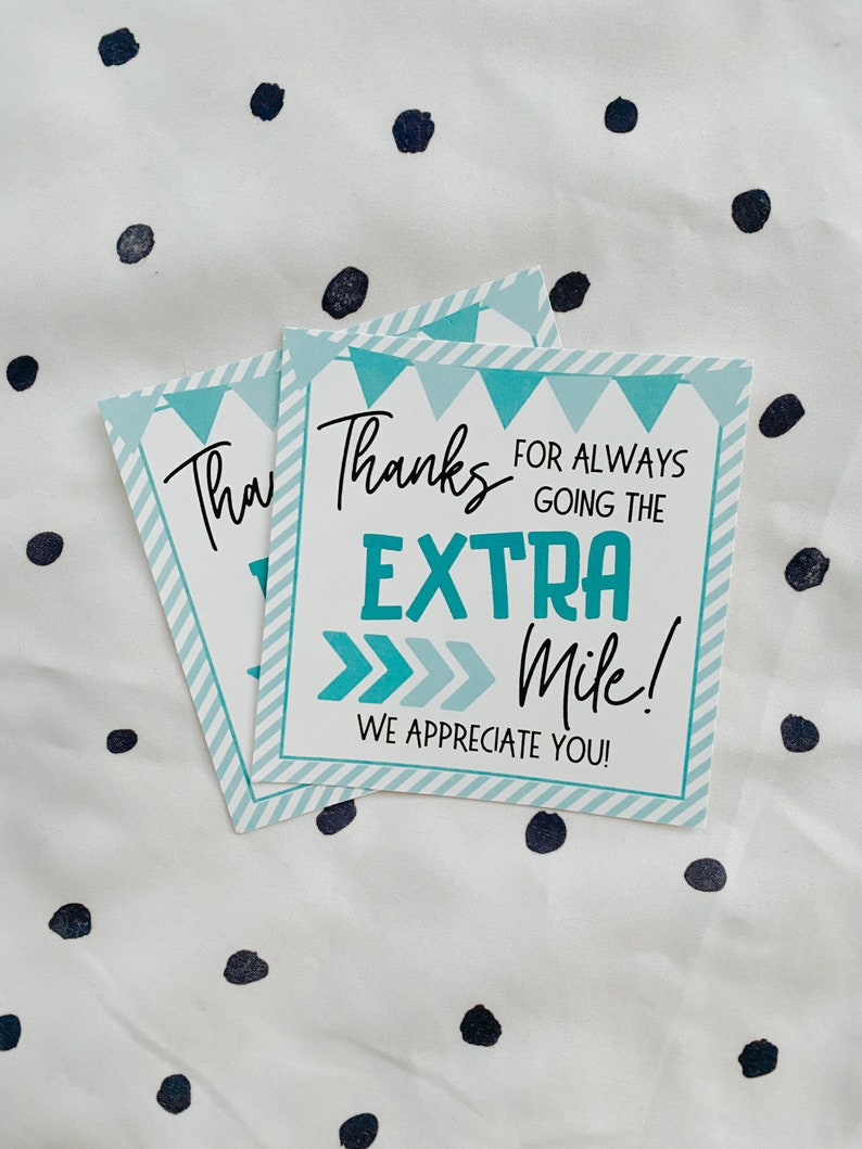 Thank You for Going the Extra Mile Gift Tag Appreciation - Etsy