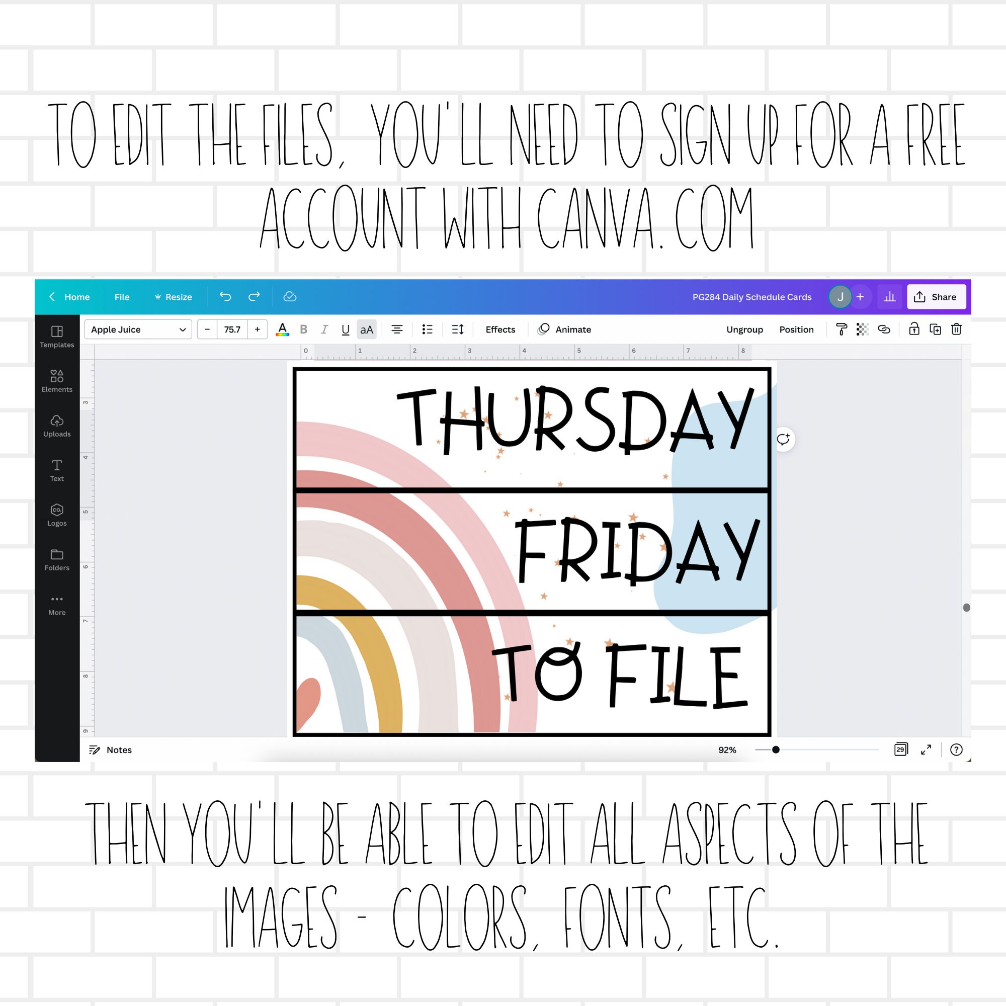 EDITABLE Rolling Cart Labels Modern Colorful Bulletin - Etsy