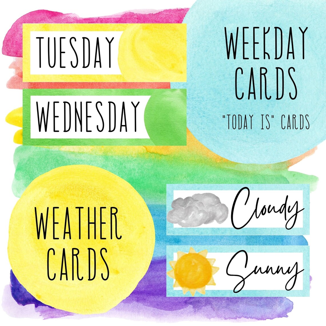 PRINTABLE Classroom Calendar Pack Watercolor Rainbow | Etsy