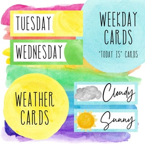 PRINTABLE Classroom Calendar Pack | Watercolor Rainbow | Bulletin Board ...