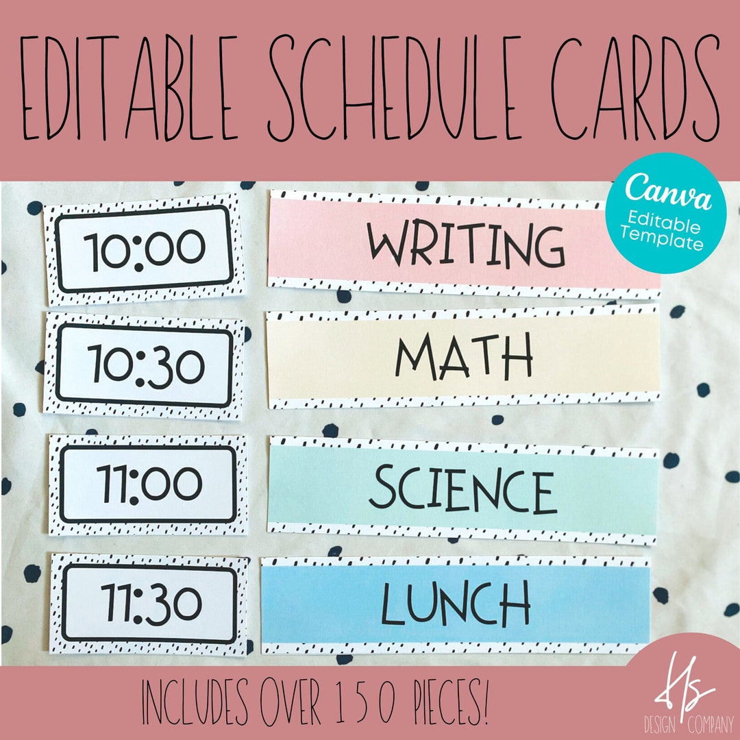 EDITABLE Daily Schedule Cards | Modern Colorful | Bulletin Board ...
