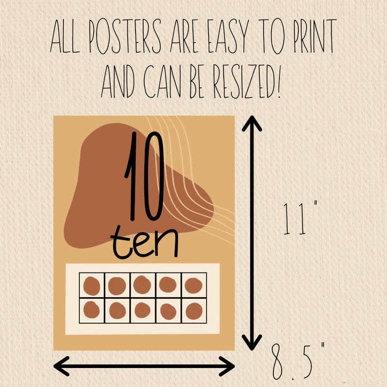 PRINTABLE Number Poster Pack Boho Style Bulletin Board - Etsy