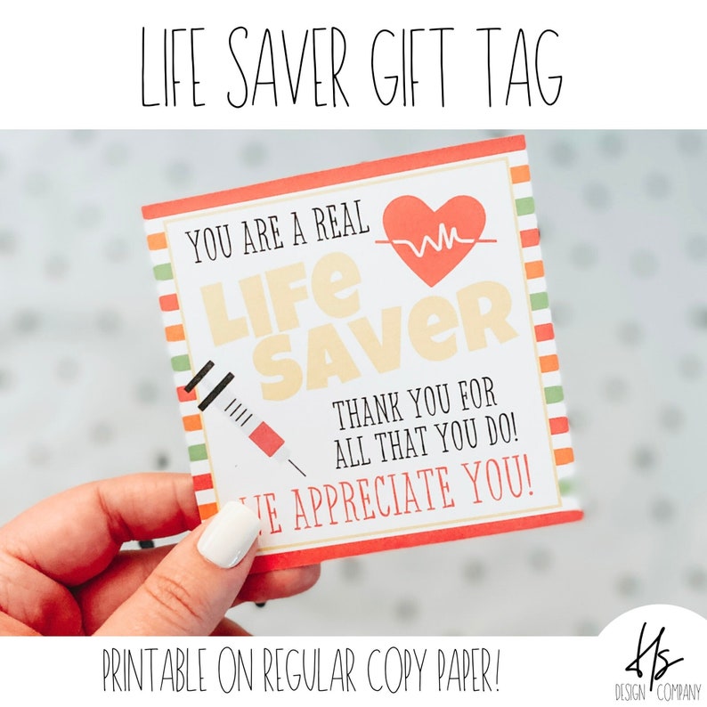 PRINTABLE You Are A Real Life Saver Gift Tag Nurse | Etsy