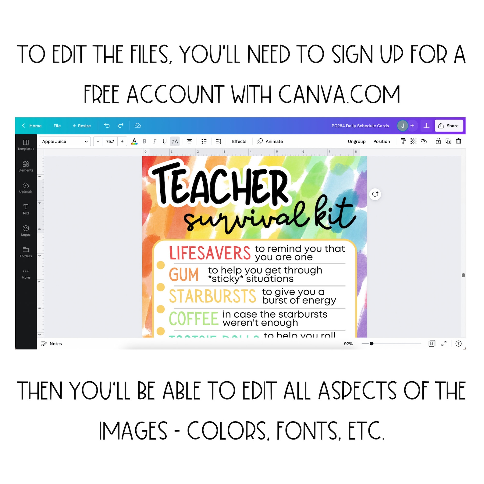 EDITABLE Teacher Survival Kit Card | Teacher Appreciation Week ...