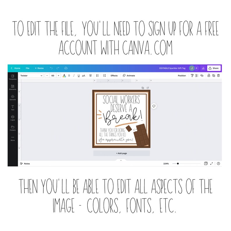 EDITABLE You Deserve A Break Kit Kat Gift Tag | Appreciation Gift ...