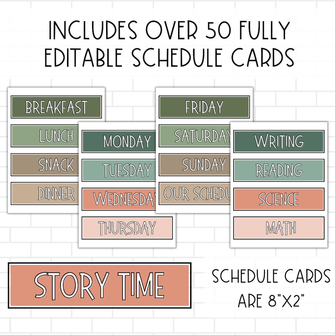 EDITABLE Daily Schedule Cards Boho Farmhouse Bulletin - Etsy