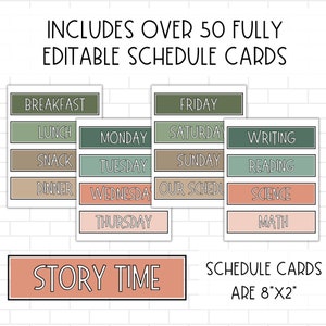 EDITABLE Daily Schedule Cards | Boho Farmhouse | Bulletin Board Posters ...