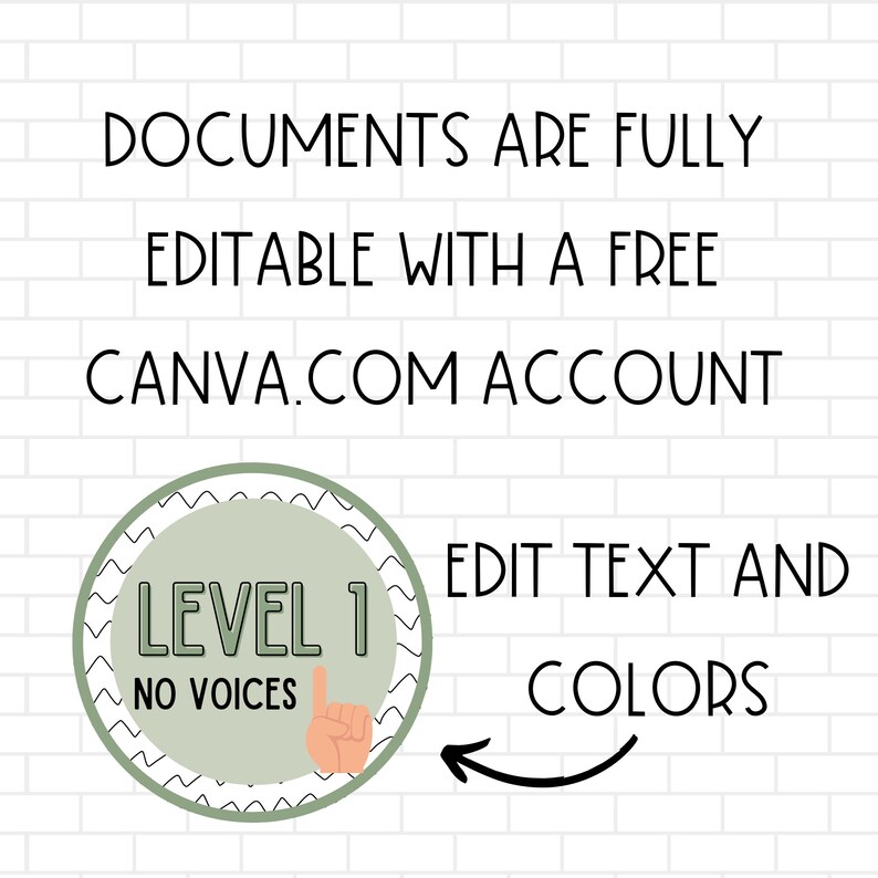EDITABLE Voice Levels Display Boho Farmhouse Bulletin - Etsy