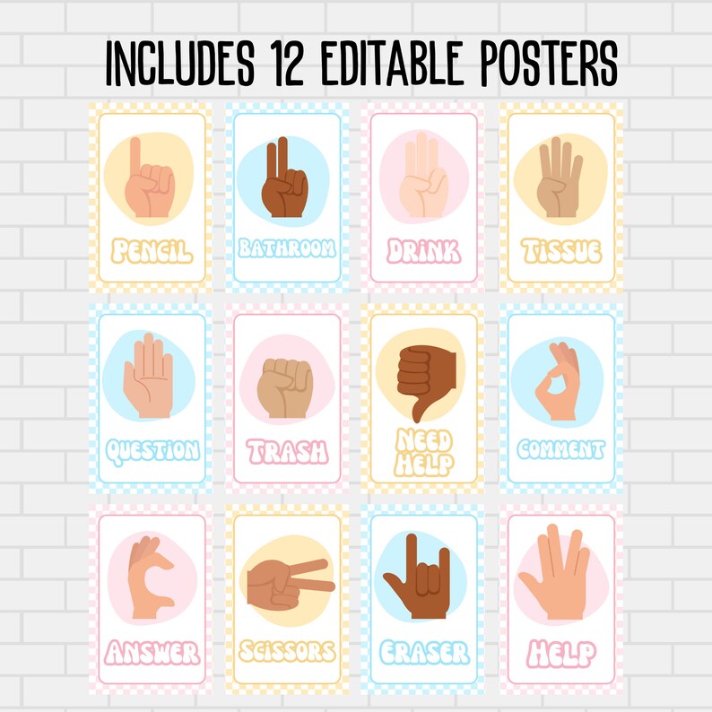 EDITABLE Hand Signals Poster Pack | Sweet Groovy | Bulletin Board ...