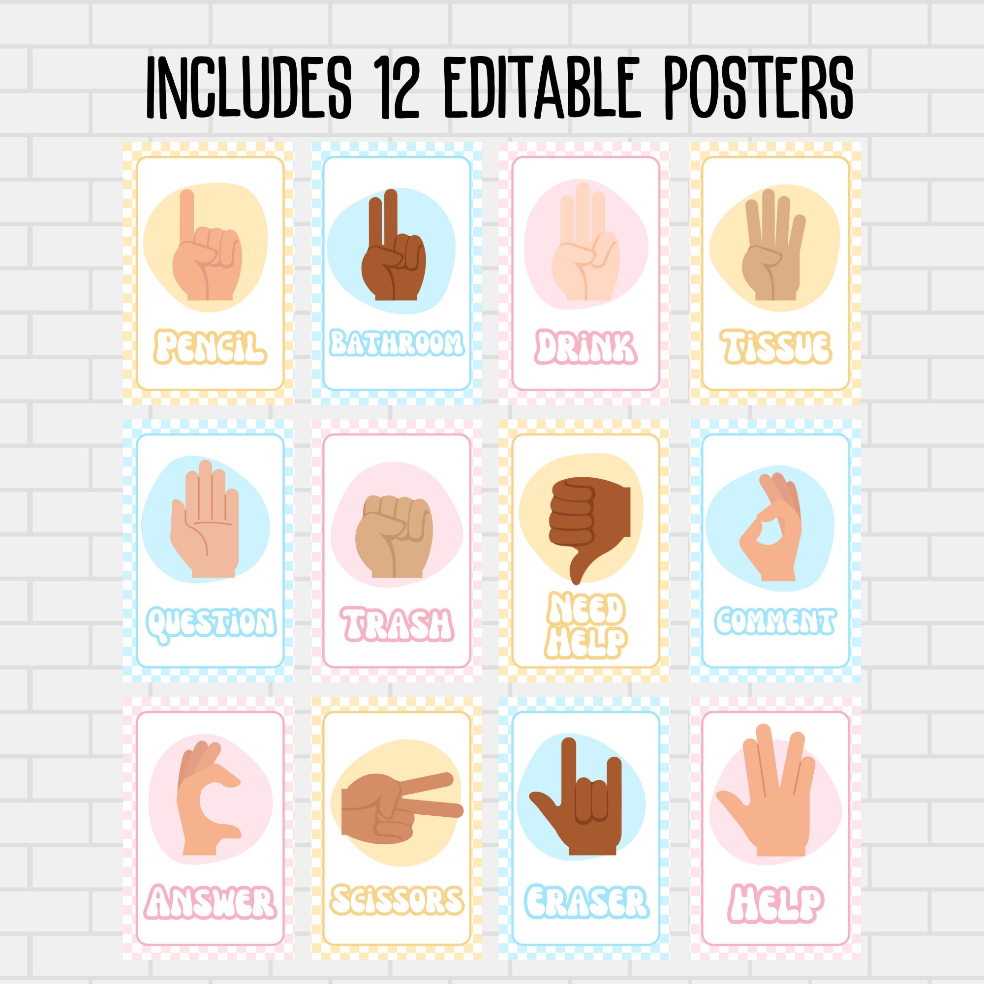 EDITABLE Hand Signals Poster Pack | Sweet Groovy | Bulletin Board ...