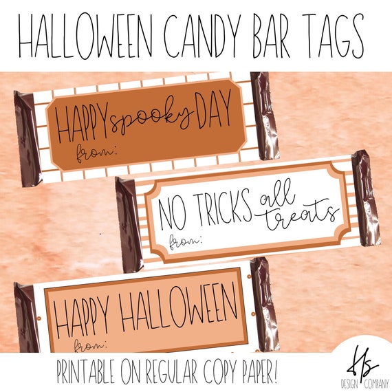 Halloween Candy Bar Printable Gift Tags Trick or Treat Candy | Etsy