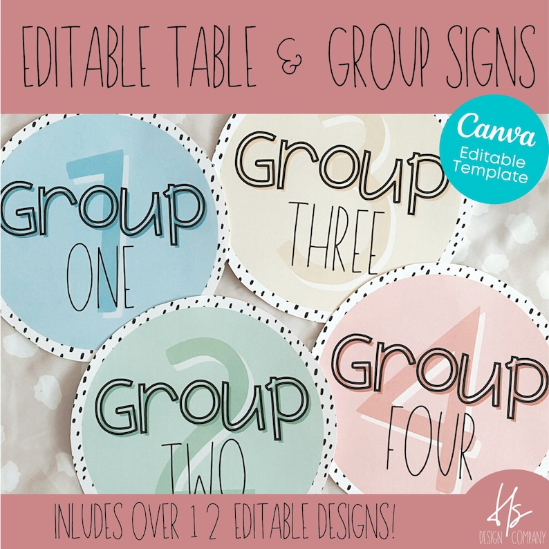 EDITABLE Table and Group Signs Modern Colorful Bulletin - Etsy