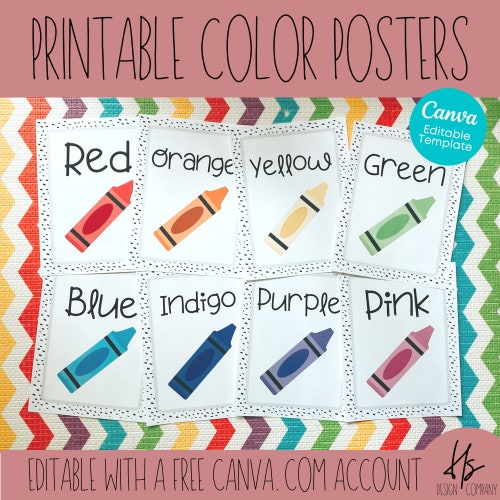PRINTABLE Modern Colorful Number Posters Bulletin Board - Etsy