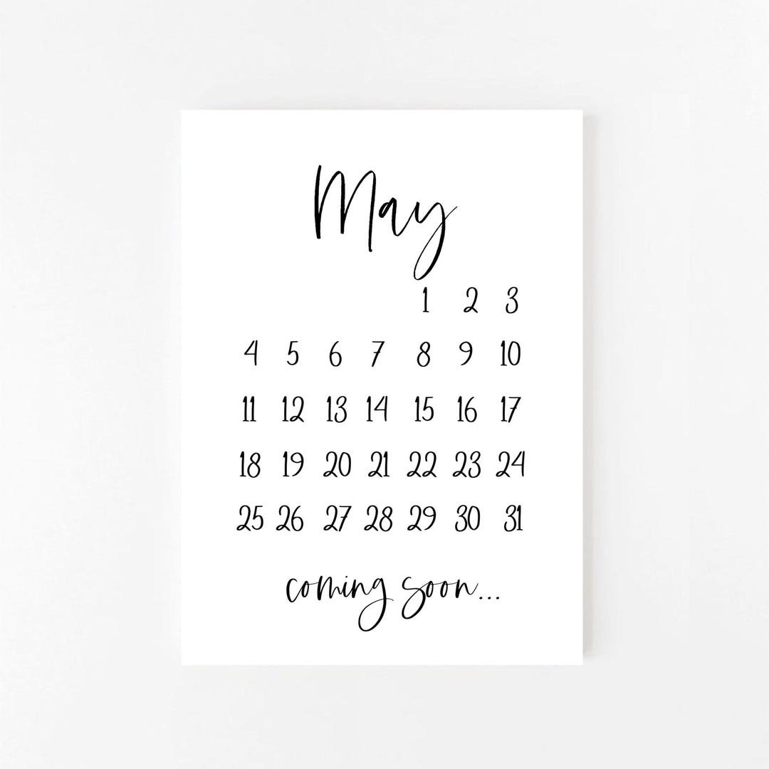 May 2025 Pregnancy Announcement Printable | May | Calendar | Pregnancy ...