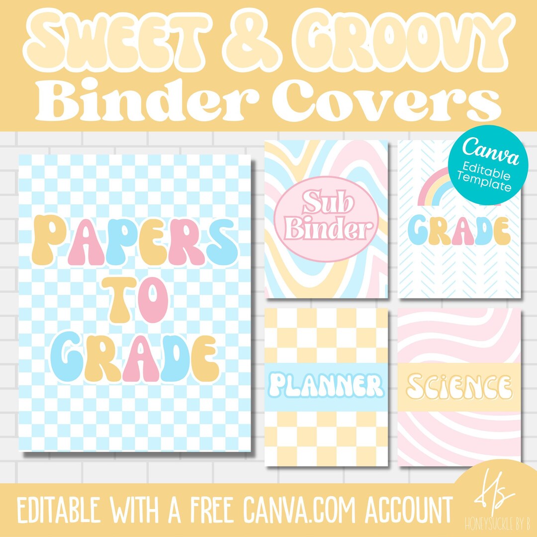 EDITABLE Groovy Binder Covers & Spines | Printable Binder Covers ...
