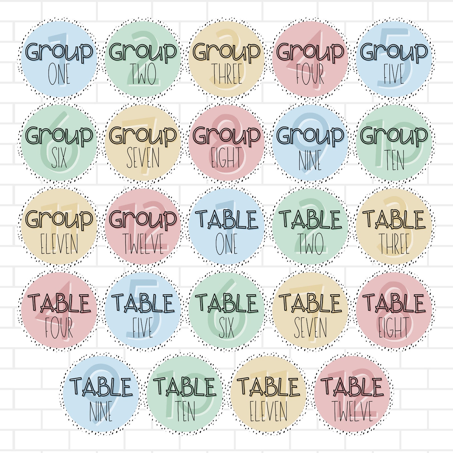 EDITABLE Table and Group Signs Modern Colorful Bulletin - Etsy