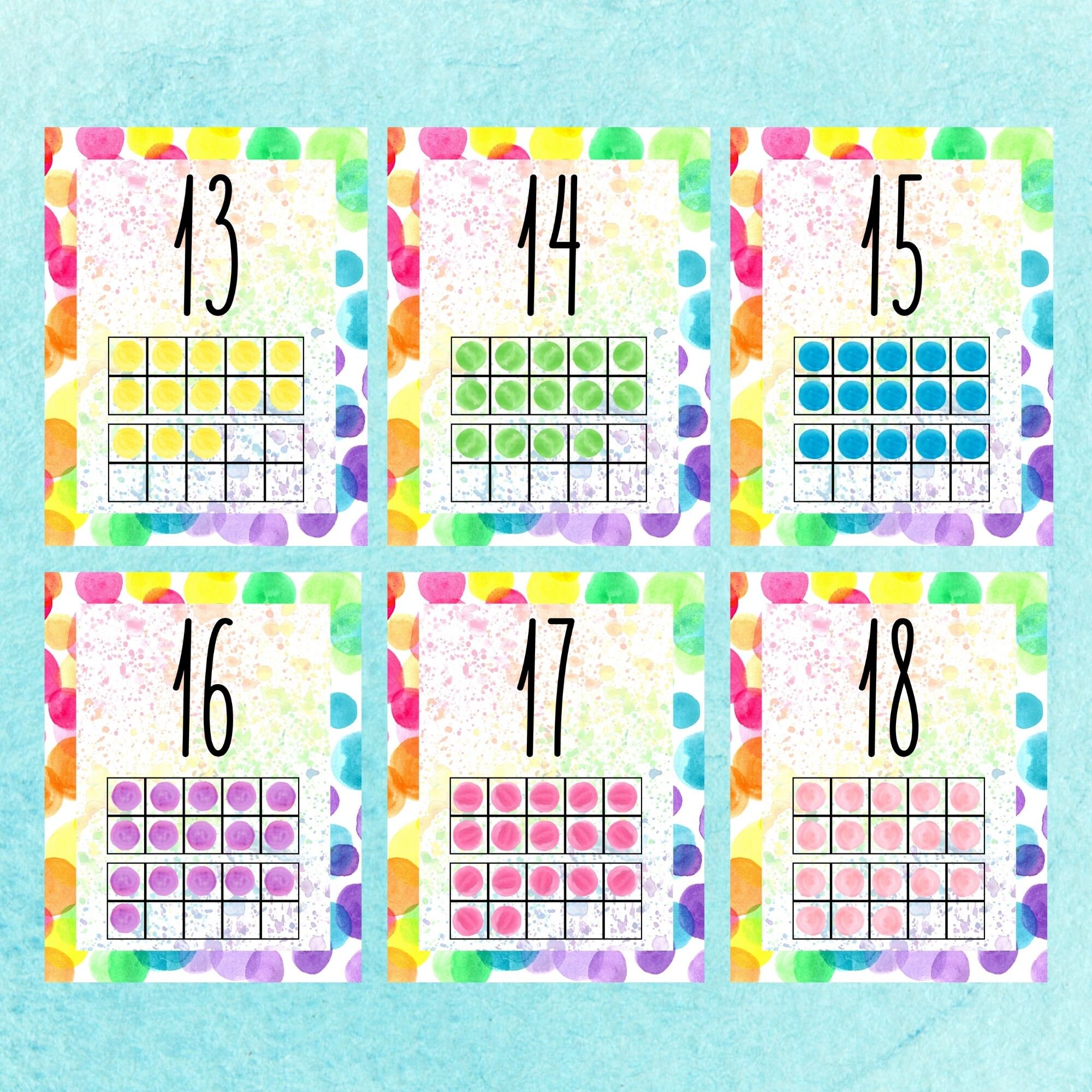 PRINTABLE Number Poster Pack Watercolor Rainbow Bulletin - Etsy
