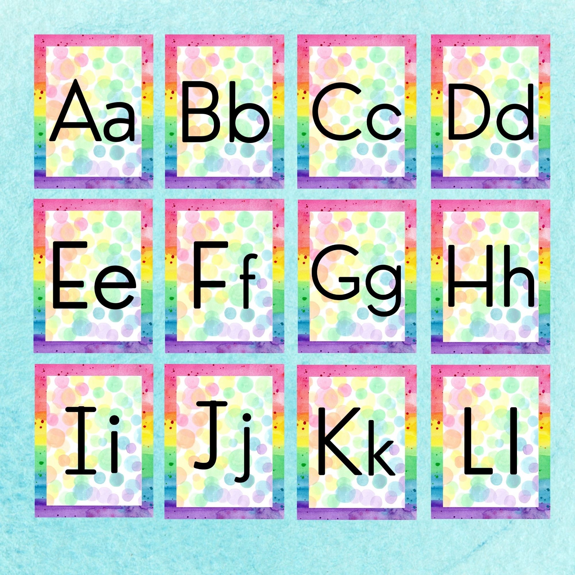 PRINTABLE Alphabet Poster Pack Watercolor Rainbow - Etsy