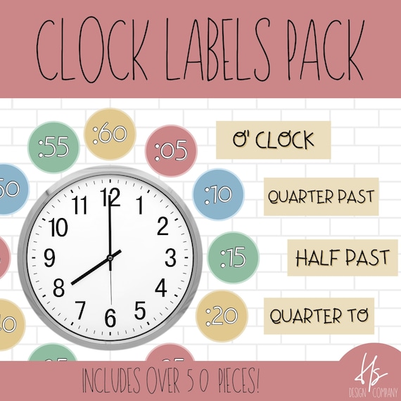 PRINTABLE Modern Colorful Clock Labels Pack Bulletin Board - Etsy