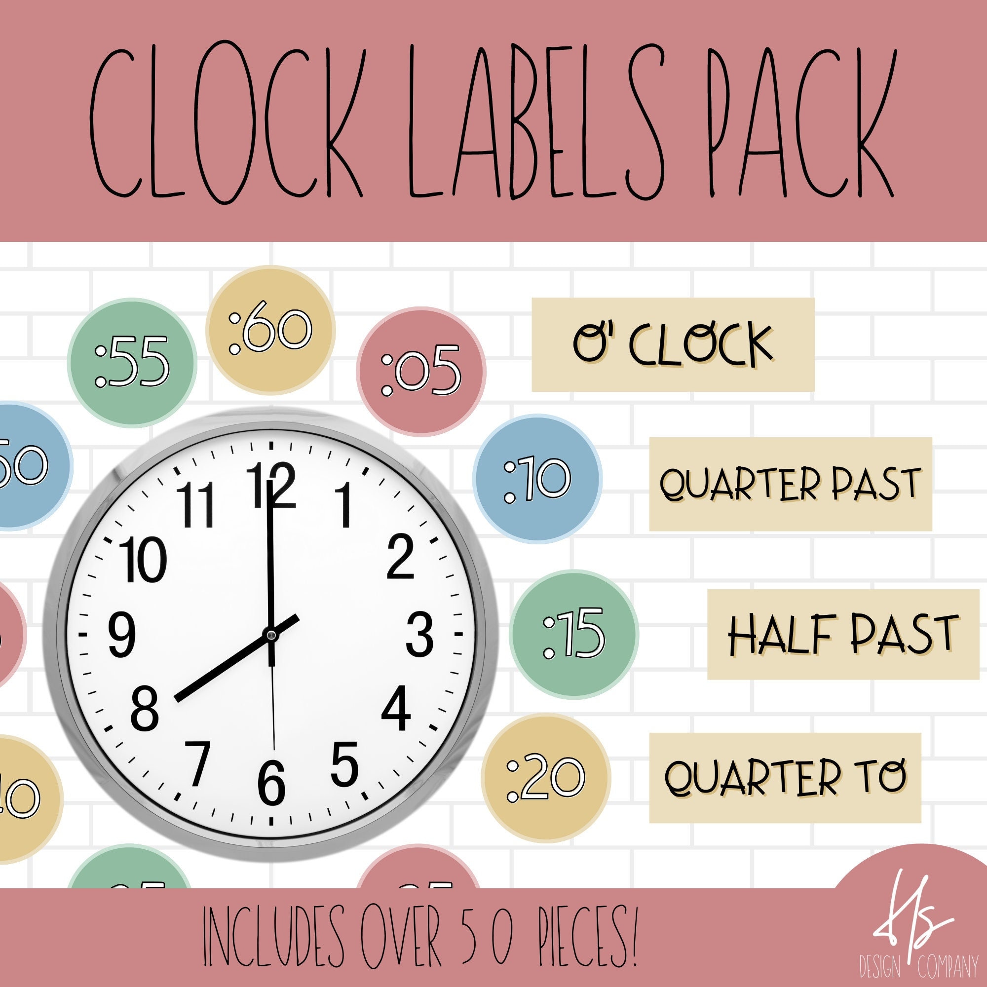 PRINTABLE Modern Colorful Clock Labels Pack Bulletin Board - Etsy