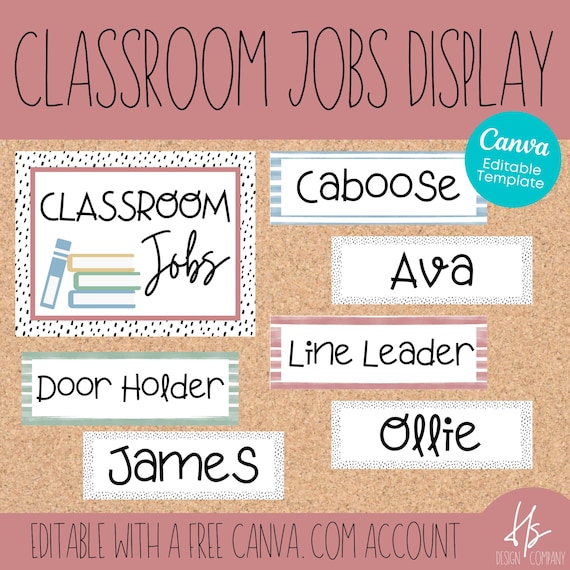 EDITABLE Classroom Jobs Display Modern Colorful Class Jobs - Etsy