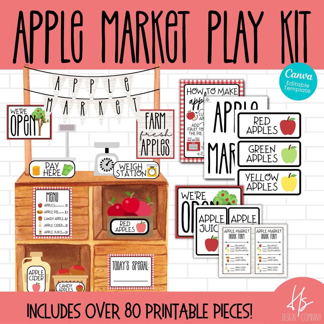 PRINTABLE Apple Market Dramatic Play Kit | Summer Activity | Preschool ...