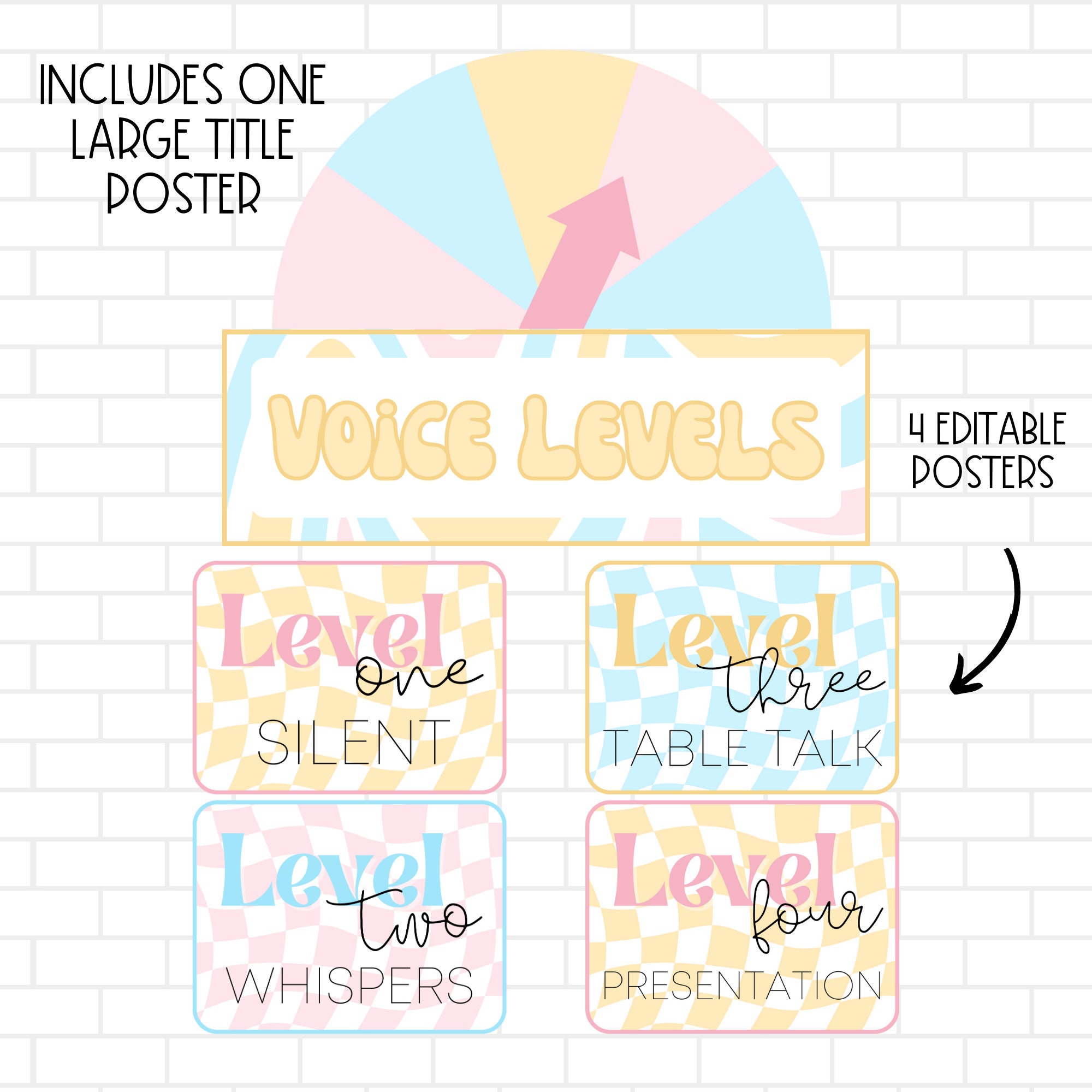 EDITABLE Voice Levels Display | Sweet & Groovy | Bulletin Board Posters ...