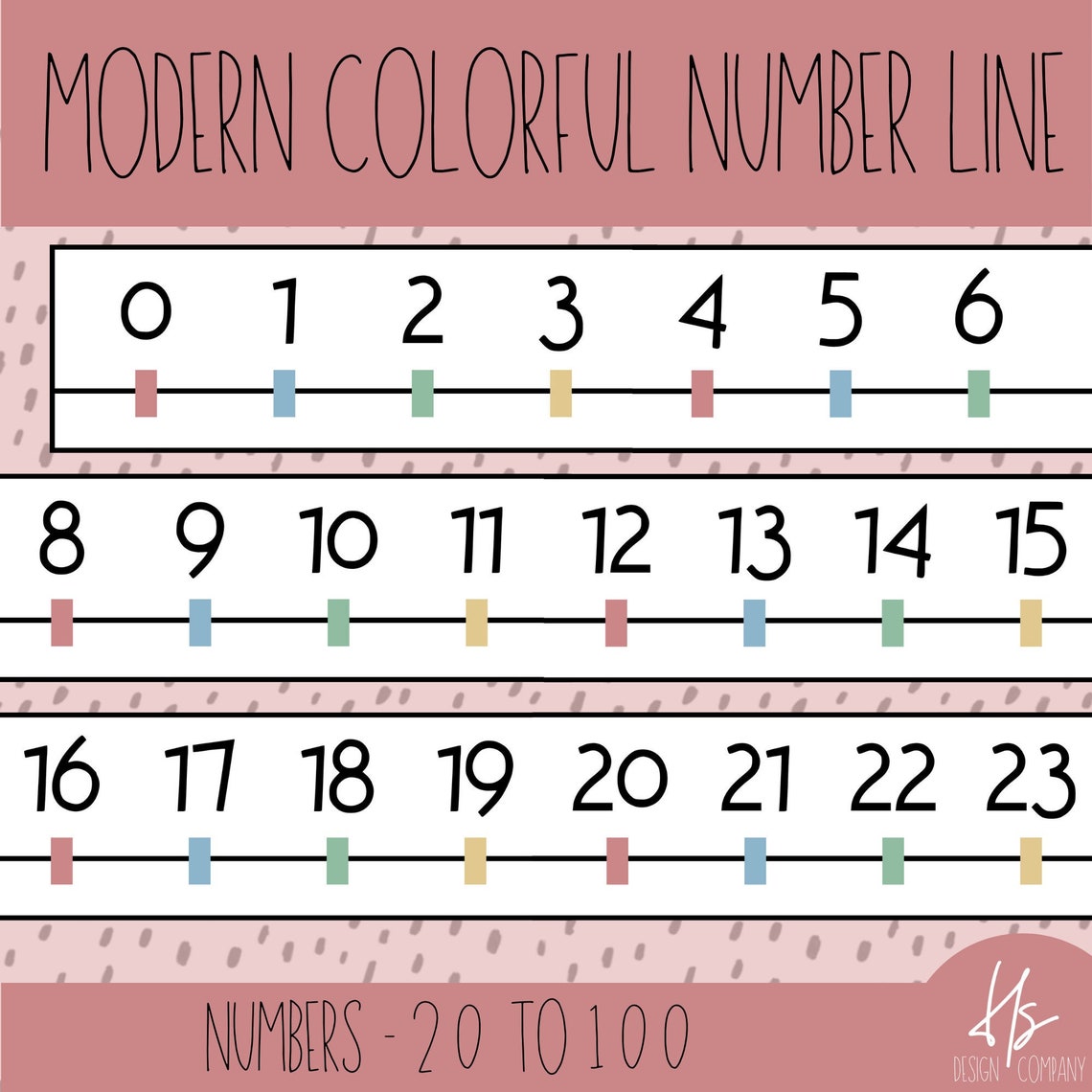 PRINTABLE Modern Colorful Number Line Classroom Posters - Etsy UK