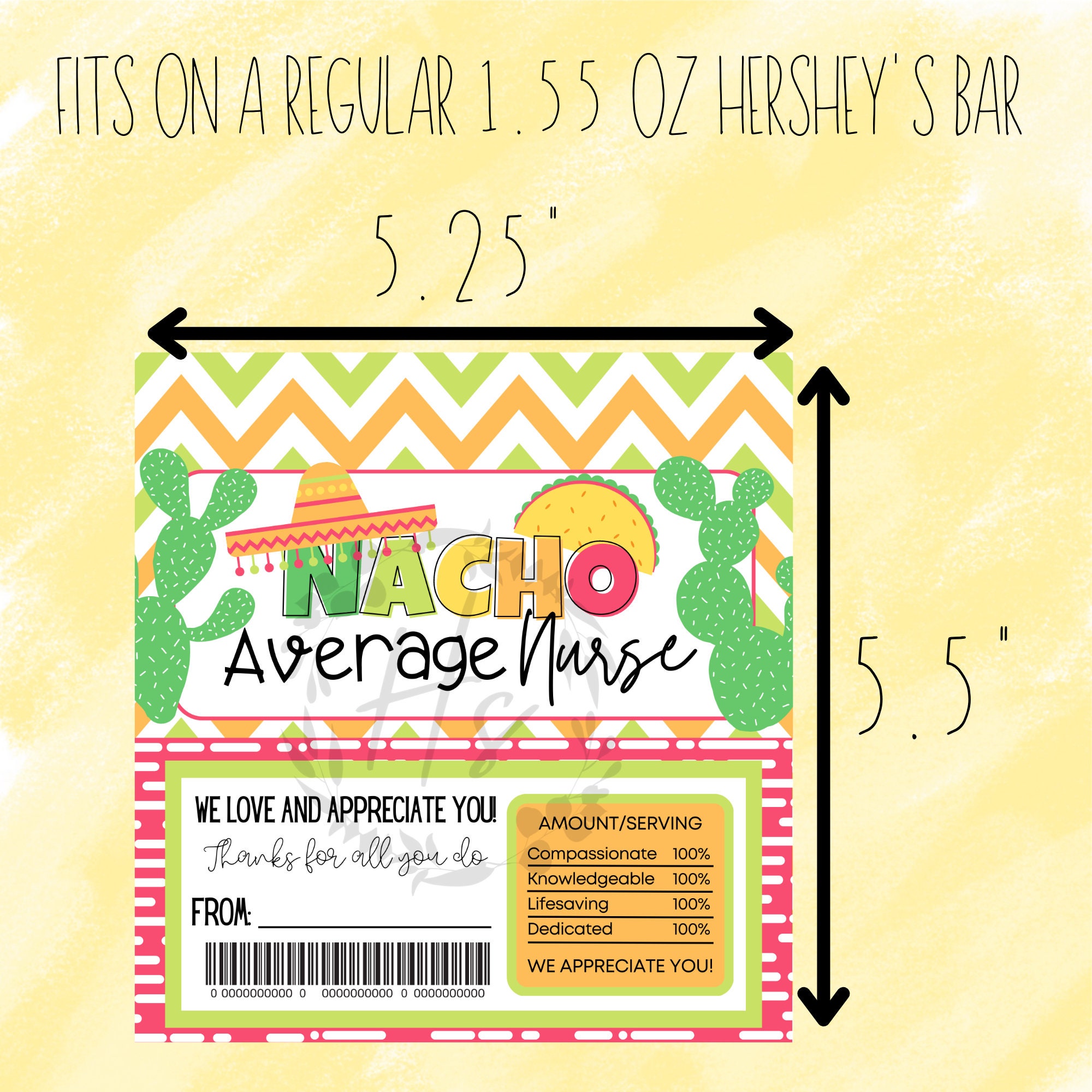 PRINTABLE Nacho Average Nurse Candy Bar Wrap | Appreciation | Marketing ...