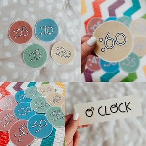 PRINTABLE Modern Colorful Clock Labels Pack | Bulletin Board Clock ...