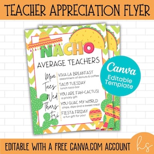 EDITABLE Teacher Appreciation Week Flyer| Nacho Theme | Cinco De Mayo ...